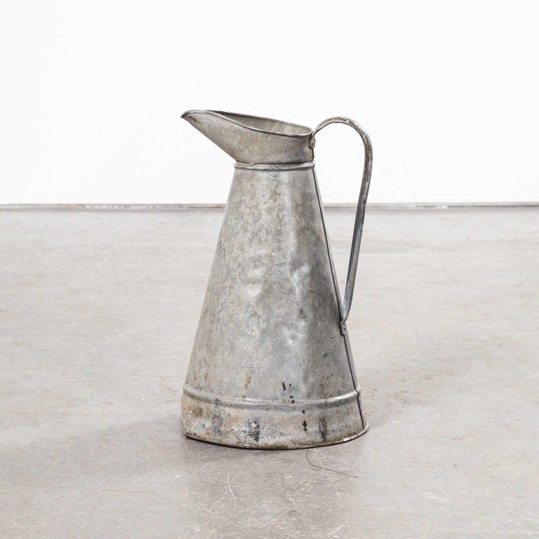1950s, French Galvanised Large Tin Pitcher For Sale at 1stDibs