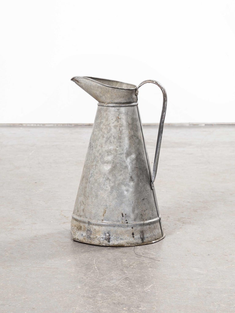 1950s, French Galvanised Large Tin Pitcher For Sale at 1stDibs