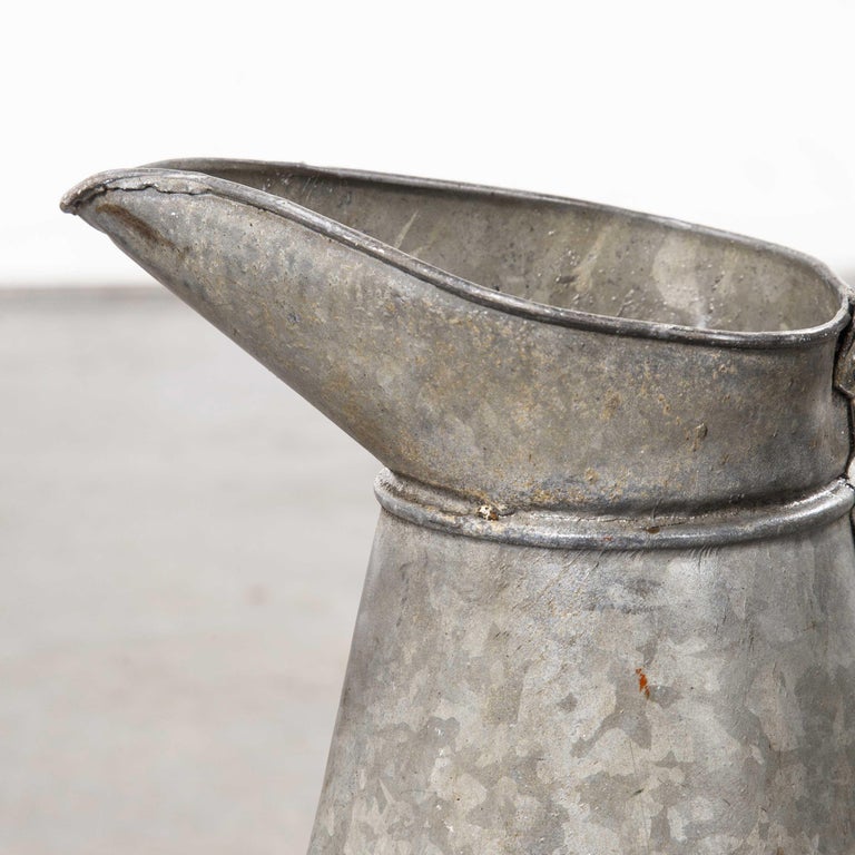 1950s, French Galvanised Large Tin Pitcher For Sale at 1stDibs