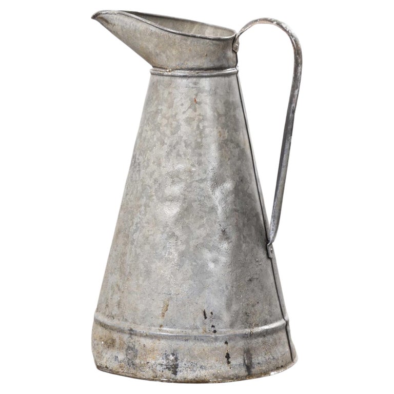 1950s, French Galvanised Large Tin Pitcher For Sale at 1stDibs