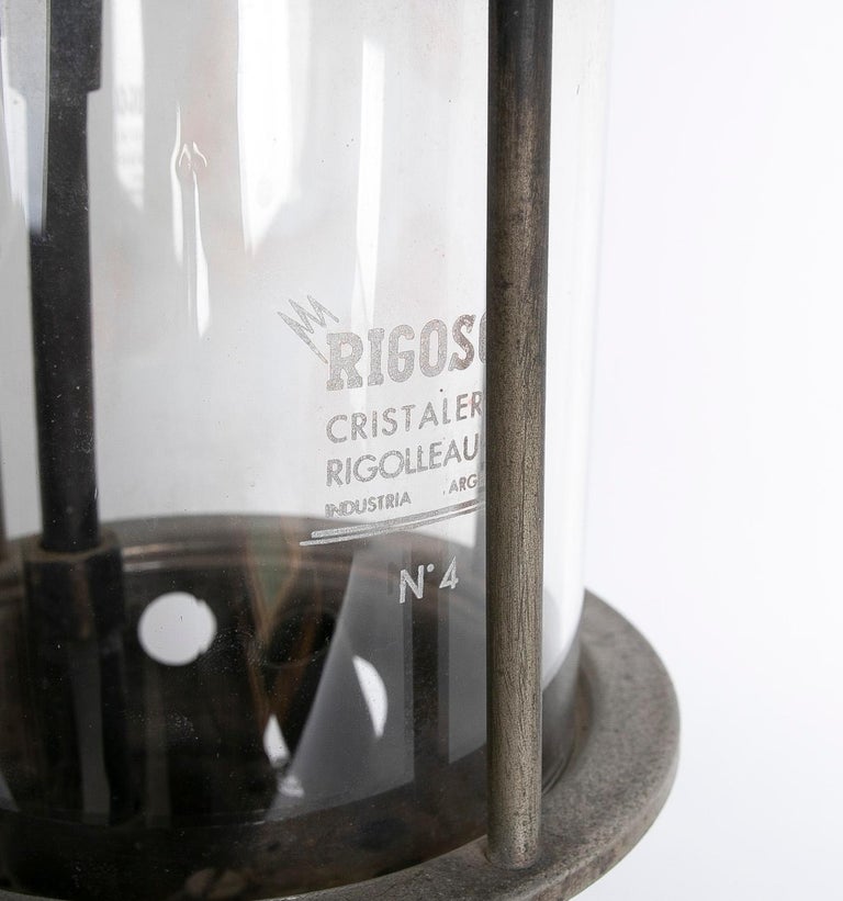1950s French Gas Lamp Metal with Glass For Sale at 1stDibs