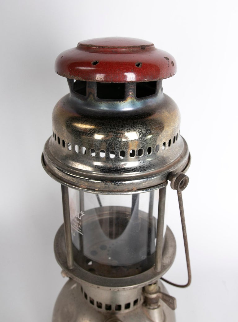 1950s French Gas Lamp Metal with Glass For Sale at 1stDibs