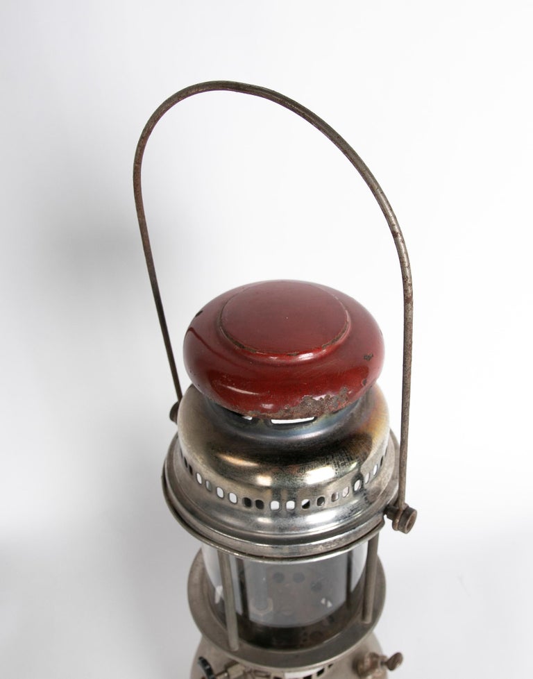 1950s French Gas Lamp Metal with Glass For Sale at 1stDibs