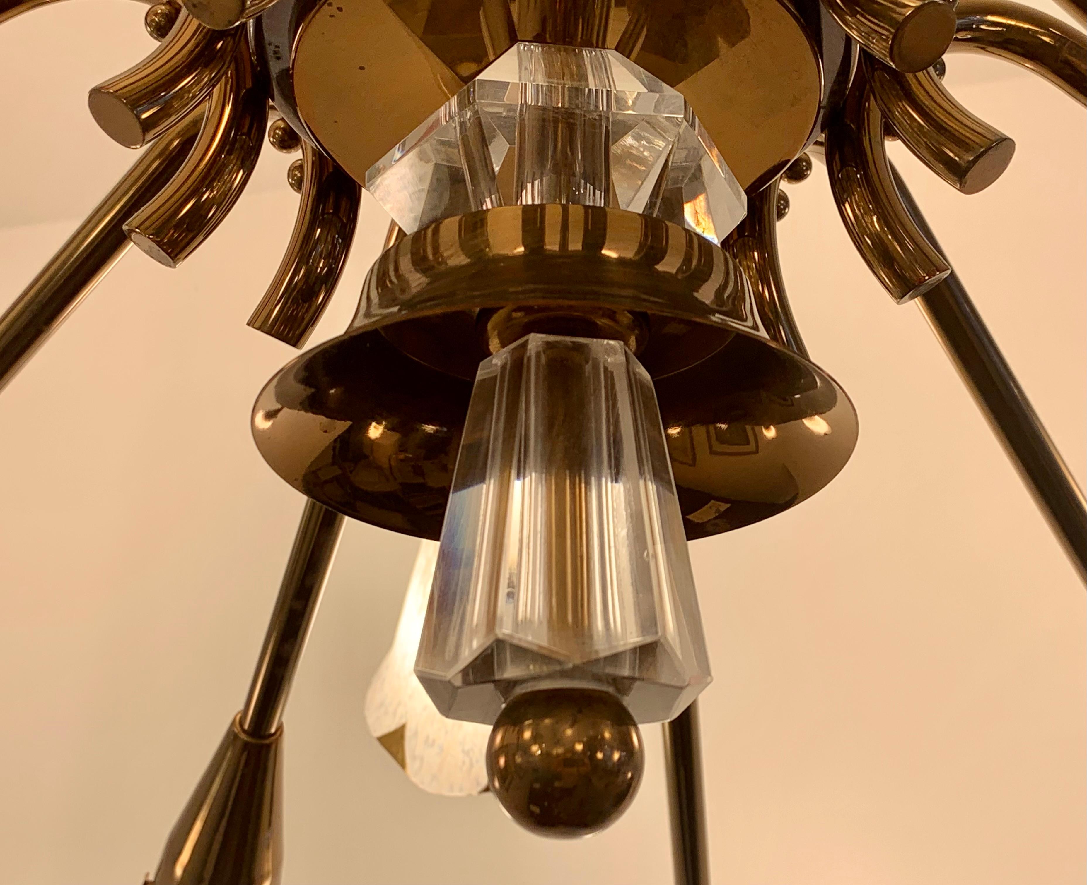 1950s French Genet et Michon Chandelier with Cala Shades by Sevres at ...