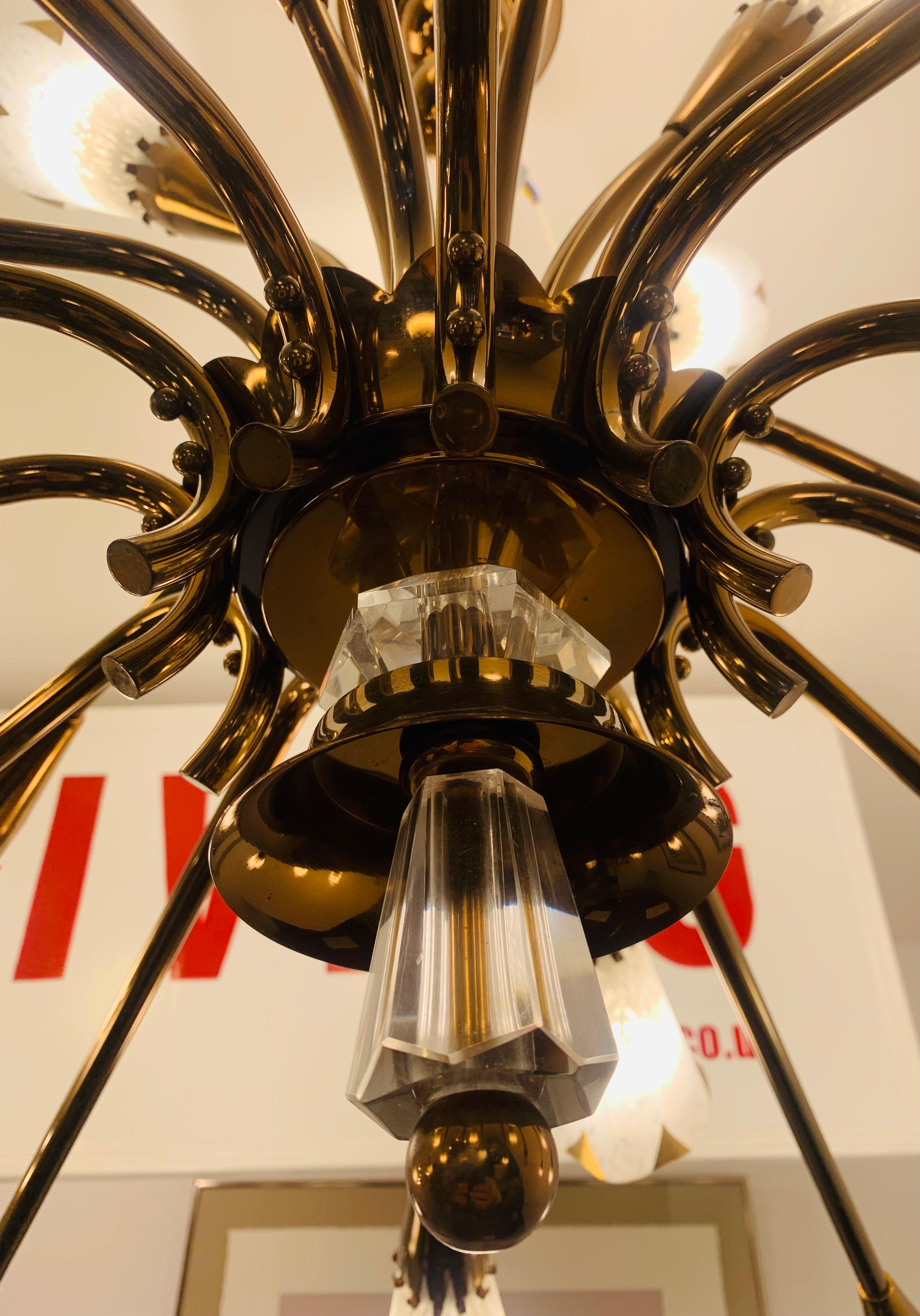 1950s French Genet et Michon Chandelier with Cala Shades by Sevres at ...