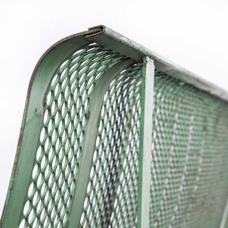 1950's French Green Perforated Steel Outdoor Bench, Scroll Feet For ...