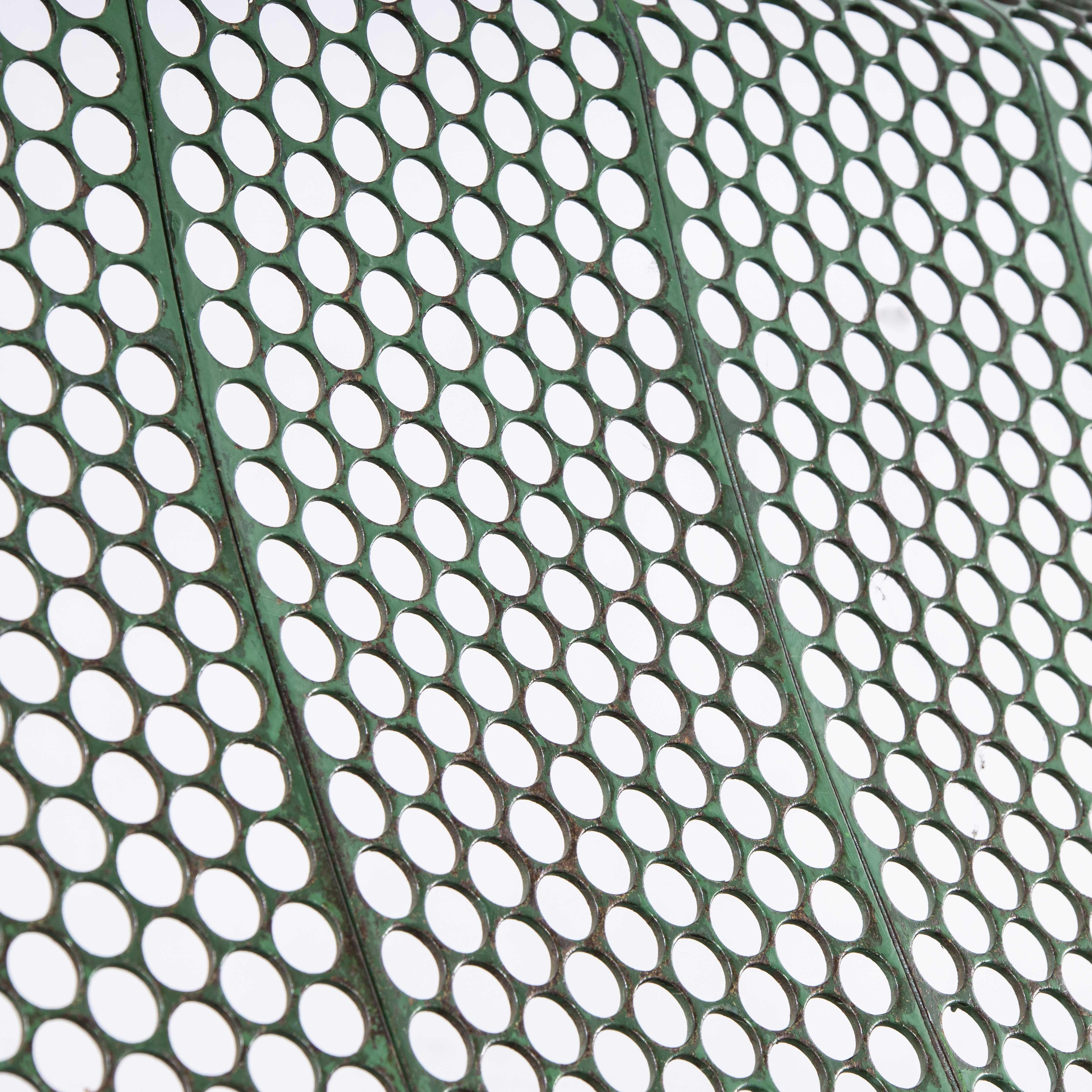 1950's French Green Perforated Steel Outdoor Bench, Scroll Feet For ...