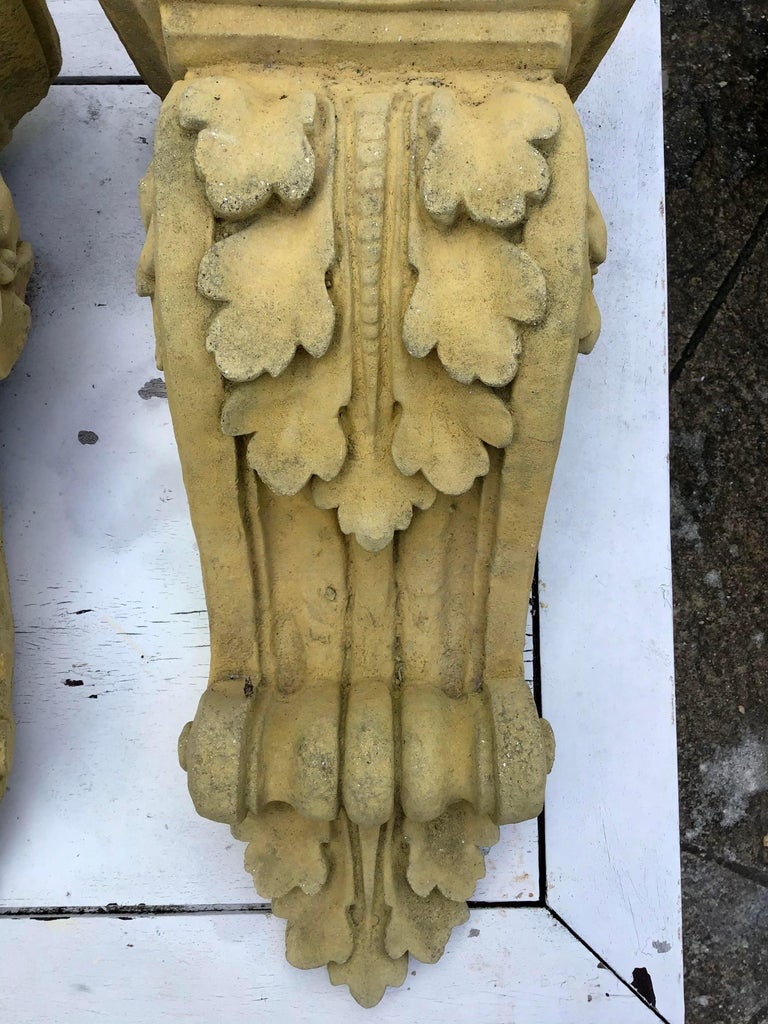 1950s French Limestone Wall Brackets, a Pair For Sale at 1stDibs