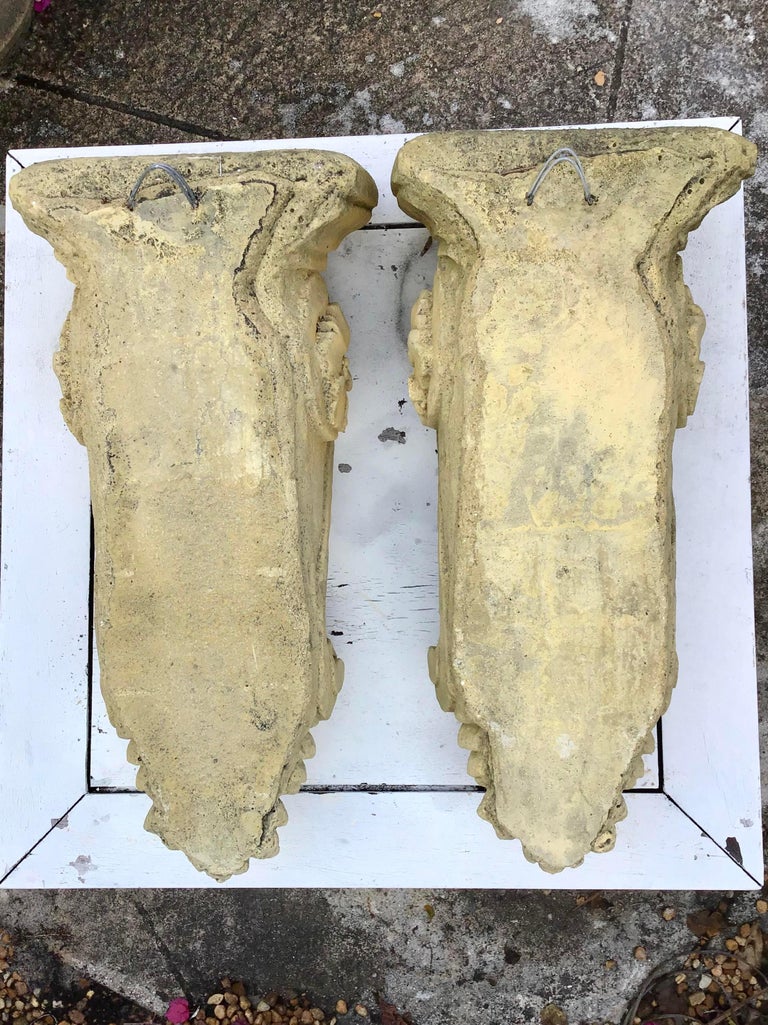 1950s French Limestone Wall Brackets, a Pair For Sale at 1stDibs