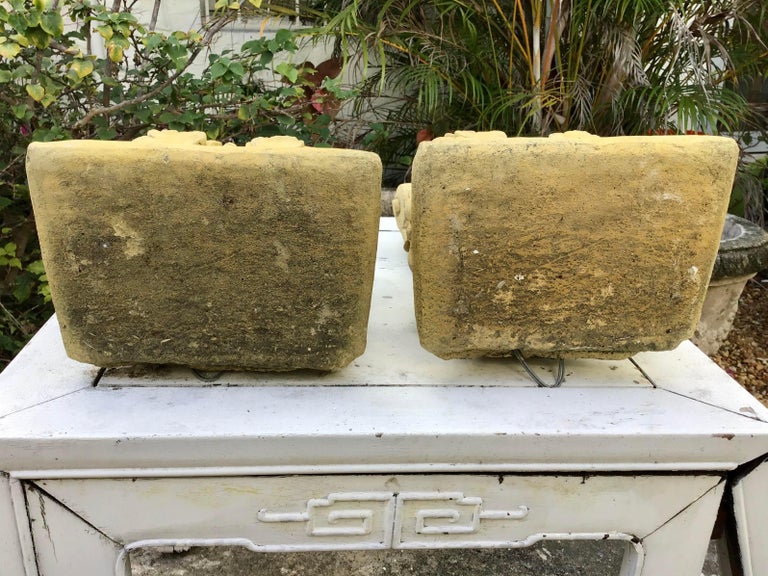 1950s French Limestone Wall Brackets, a Pair For Sale at 1stDibs