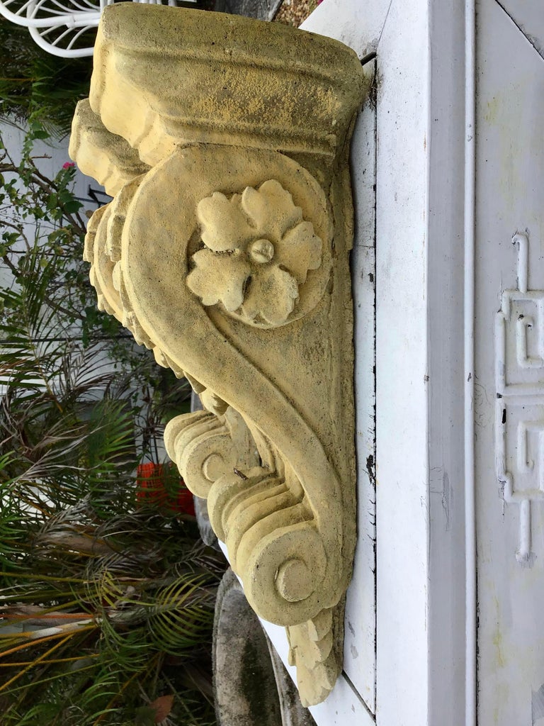 1950s French Limestone Wall Brackets, a Pair For Sale at 1stDibs