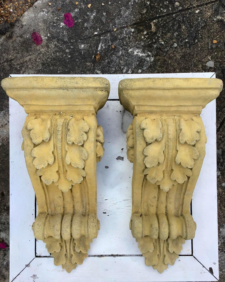 1950s French Limestone Wall Brackets, a Pair For Sale at 1stDibs