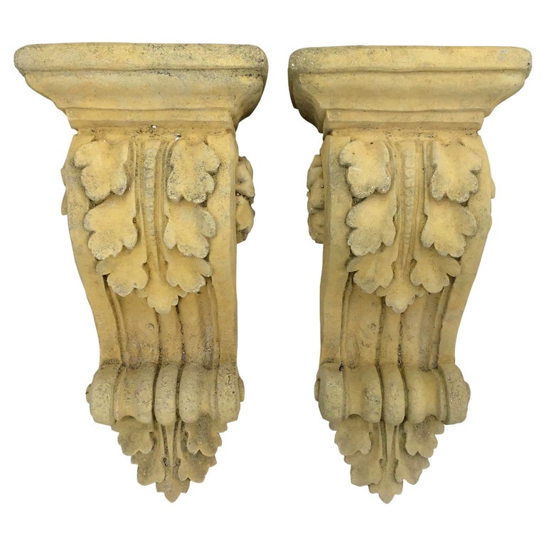 1950s French Limestone Wall Brackets, a Pair For Sale at 1stDibs