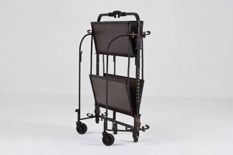 1950s French Wrought Iron and Brass Metamorphic Trolley For Sale at 1stDibs
