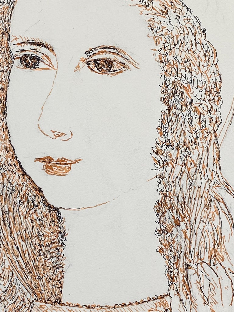 1950's French Modernist/ Cubist Drawing - Portrait Of Lady For Sale at ...