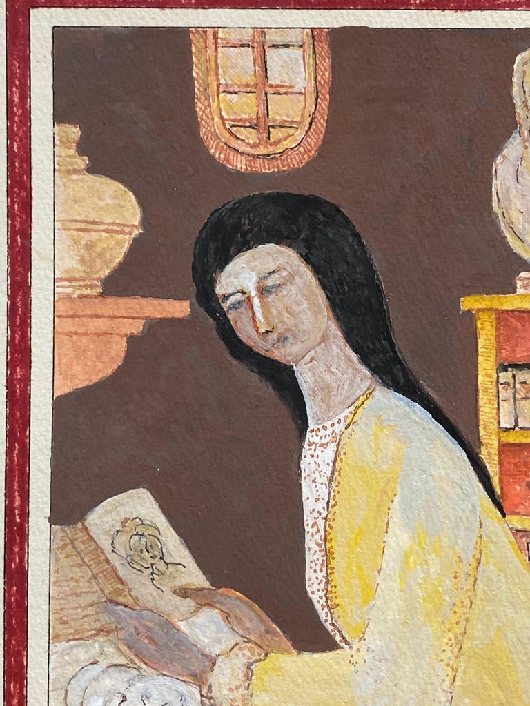 1950's French Modernist Painting Signed For Sale at 1stDibs