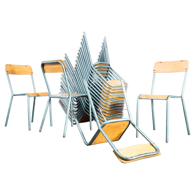 1950s French Mullca D Back Stacking, Dining Chairs, Aqua, Set of Twenty ...