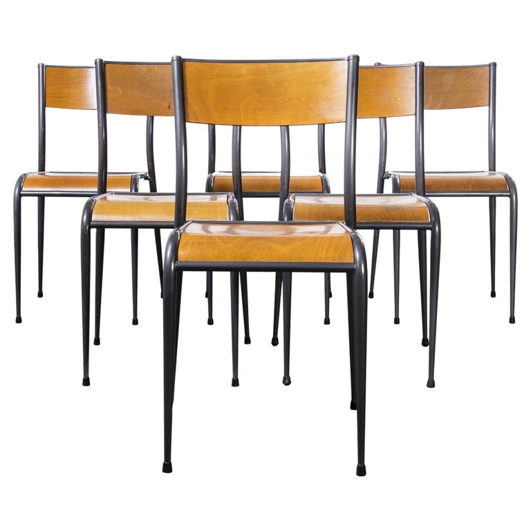1950's French Mullca Grey Tapered Leg School Dining Chairs, Set of Six ...