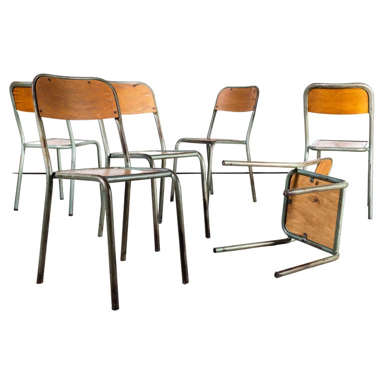 1950's French Mullca Stacking Dining Chairs Aqua Model D, Set of Six ...