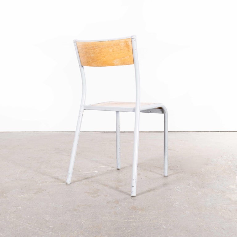 1950s French Mullca Stacking School Dining Chairs Model 510, Light Grey ...