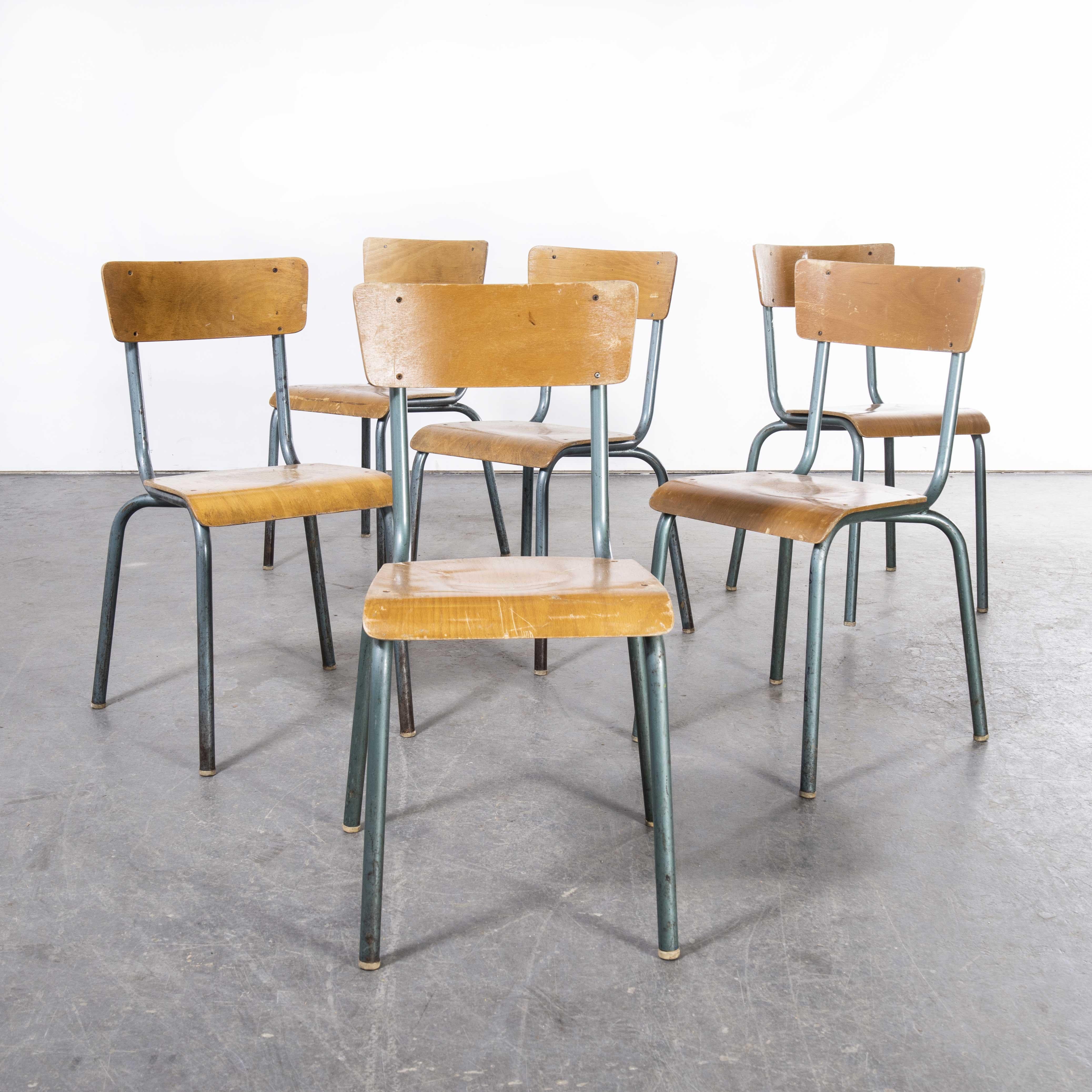 1950's French Mullca Stacking Slim Back, Dining Chairs, Aqua Model 510/ ...