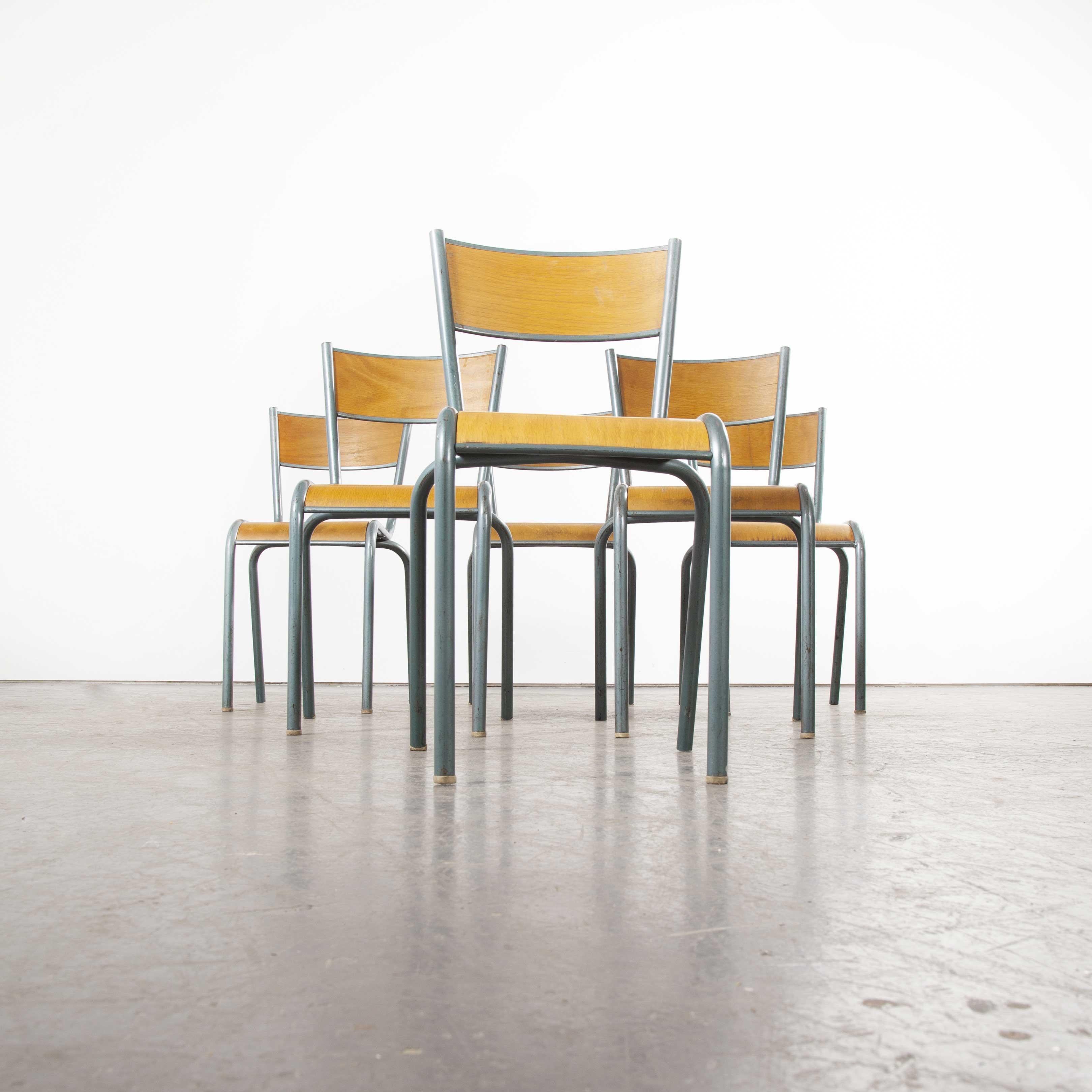 1950s French Mullca Vintage Stacking School, Dining Chairs, Set of Six ...