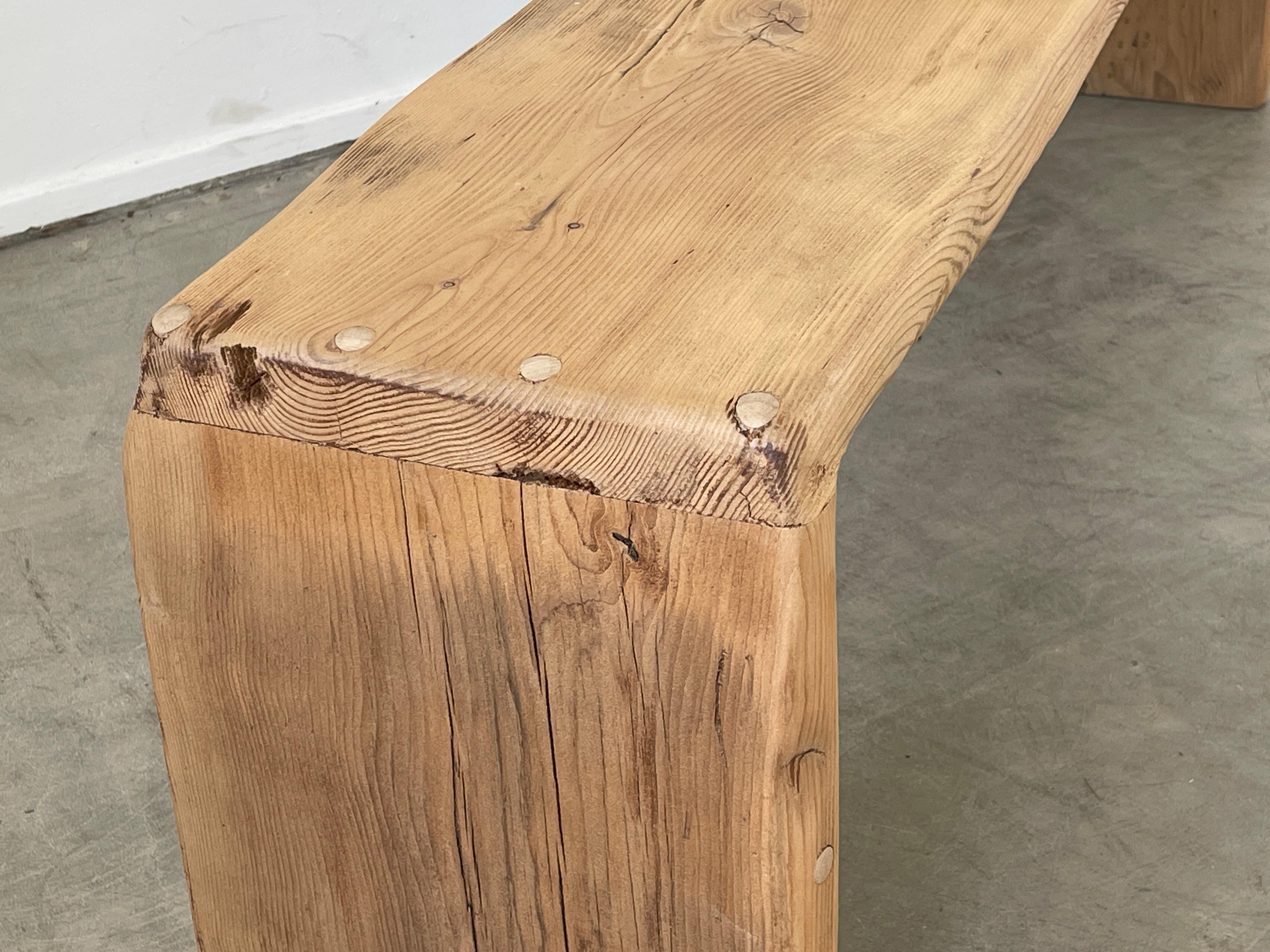 1950's French Oak Plank Bench at 1stDibs