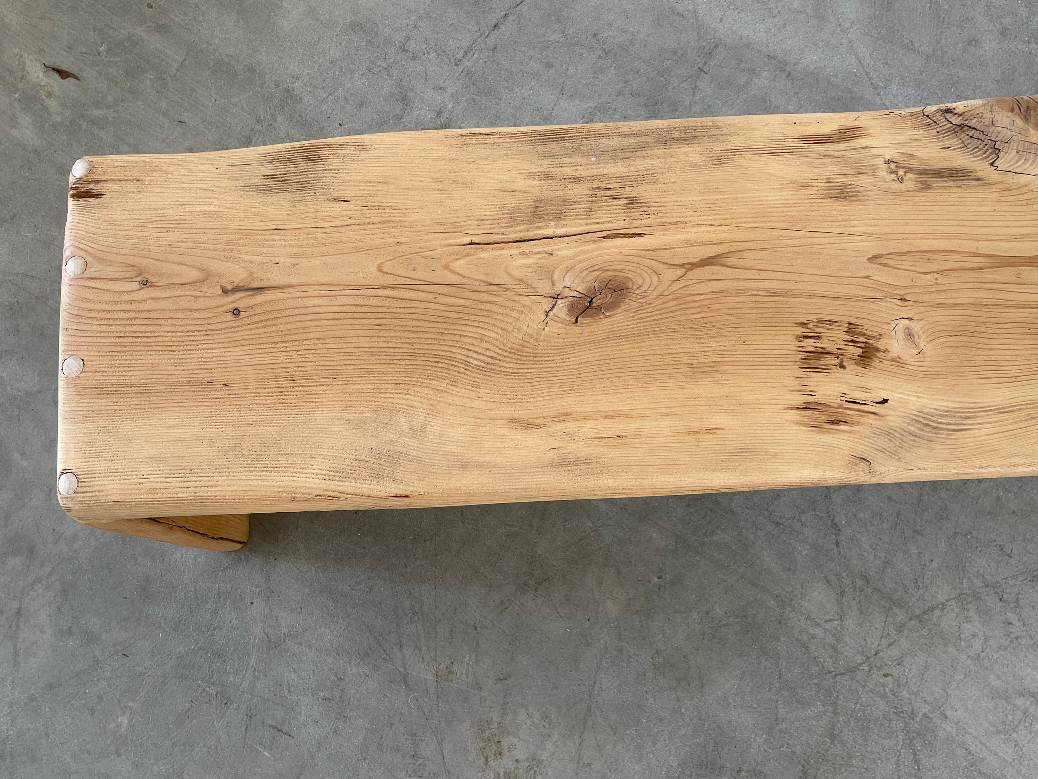 1950's French Oak Plank Bench at 1stDibs