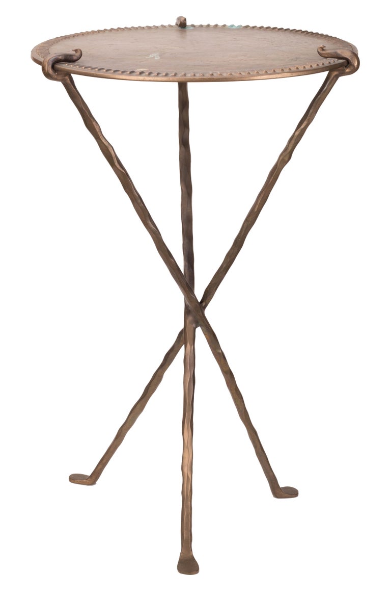 1950s French Pair of Bronze Design Tables with Three Crossed Legs at ...