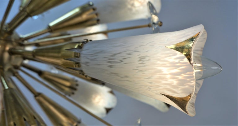 1950s French Starburst Genet et Michon Chandelier with Sevres Glass ...