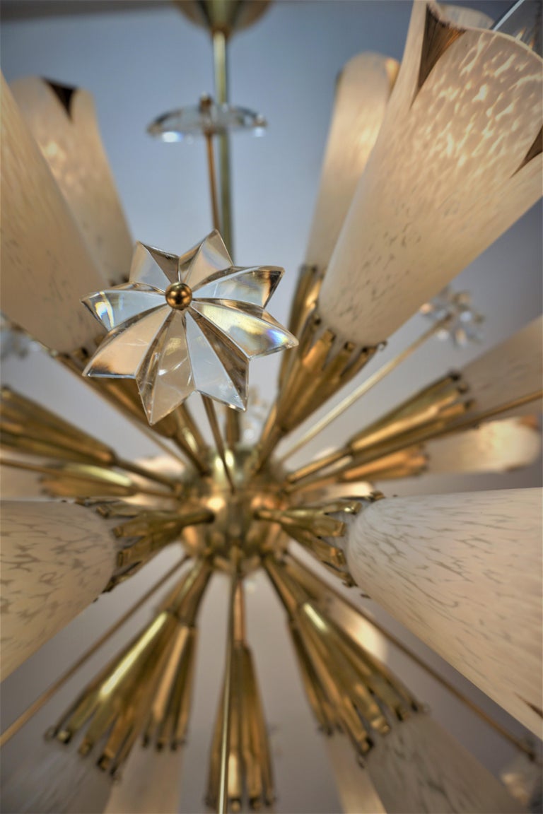 1950s French Starburst Genet et Michon Chandelier with Sevres Glass ...