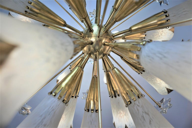 1950s French Starburst Genet et Michon Chandelier with Sevres Glass ...