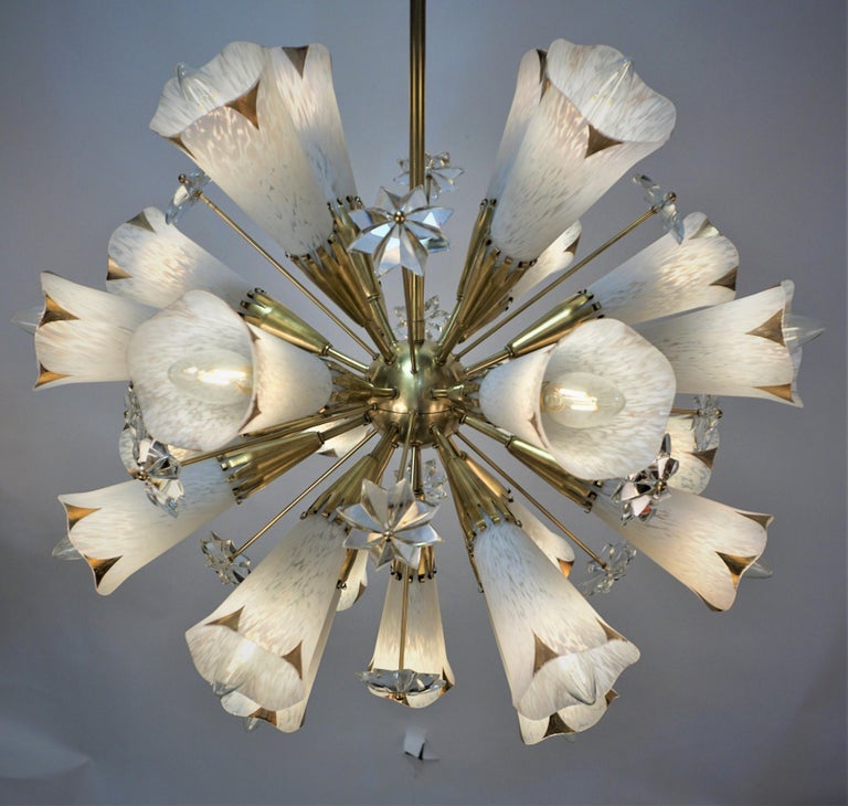 1950s French Starburst Genet et Michon Chandelier with Sevres Glass ...