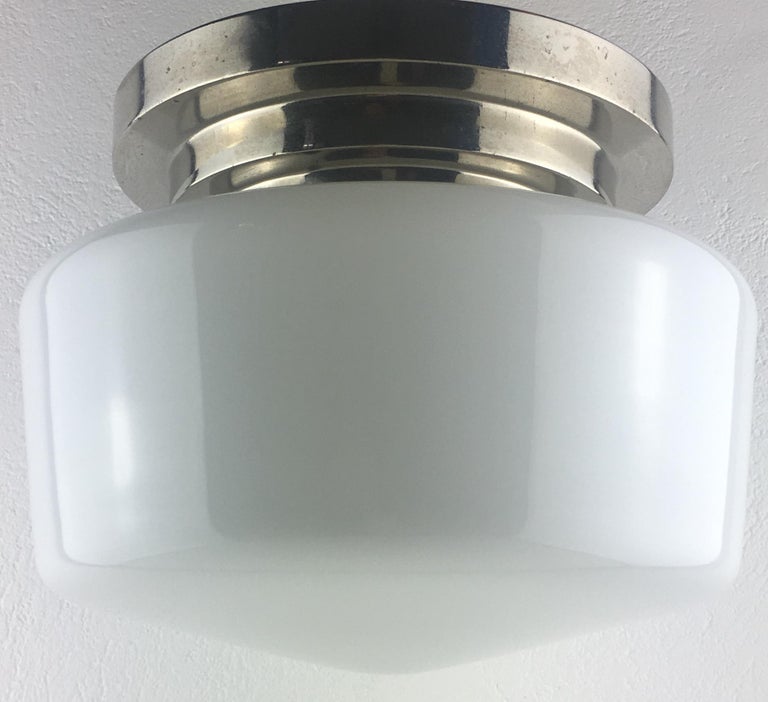 French Modernist White Opaline Flush Mount Ceiling Light at 1stDibs