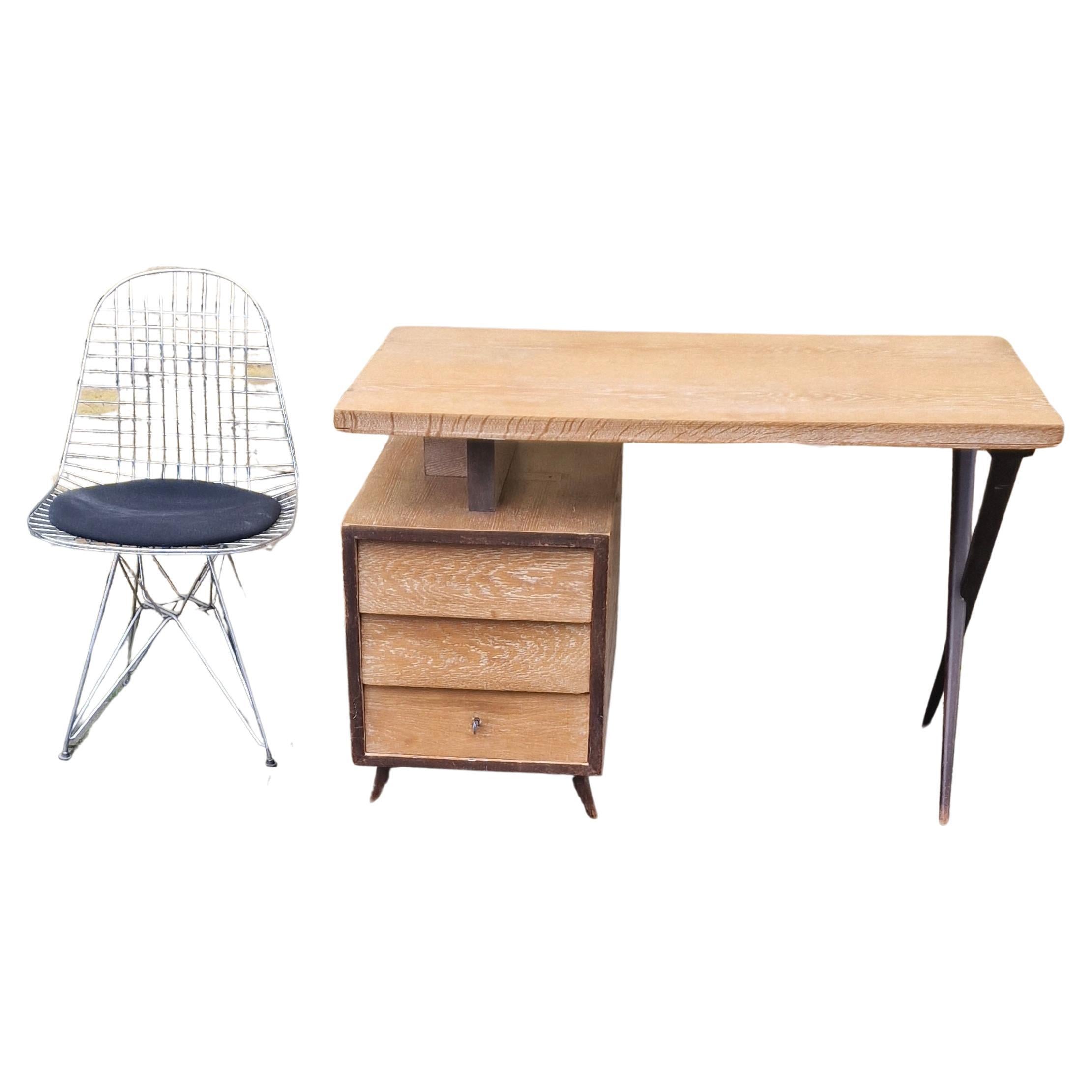 1950s Original French Mullca Panelled Desk For Sale at 1stDibs