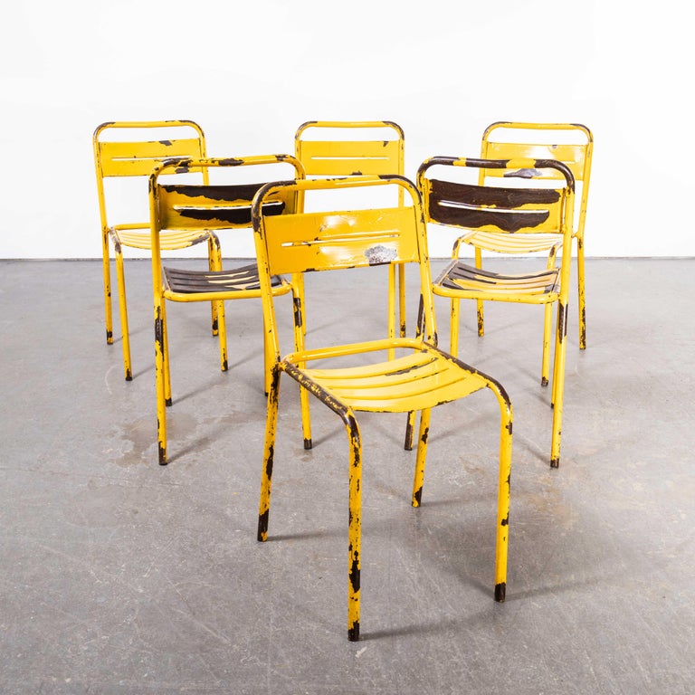 1950's, French Yellow Metal Outdoor Dining Chairs, Set of Six For Sale ...