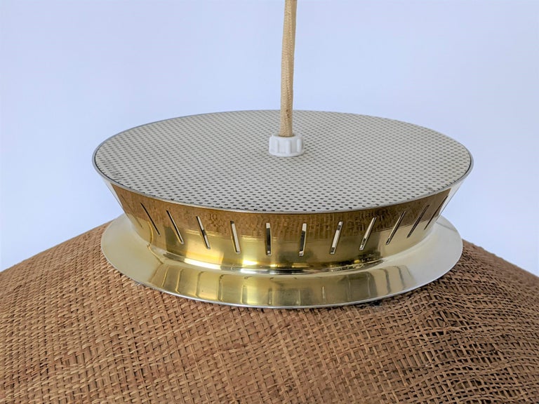 1950s Gerald Thurston Counterweight Brass and Walnut Floor Lamp, USA at ...