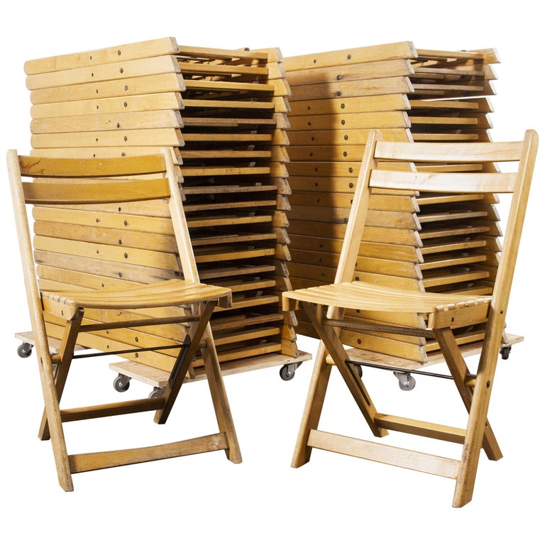 1950s German Beech Folding Dining Chairs, Various Quantities Available ...