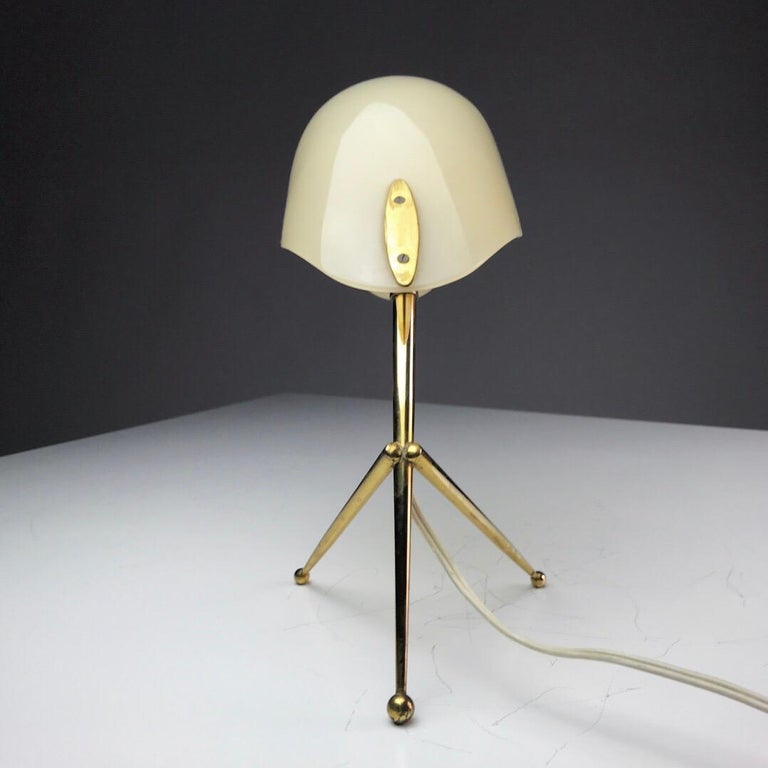 1950s German Brass Table Lamps Stilnovo Style with Perspex Tulip Shaped ...