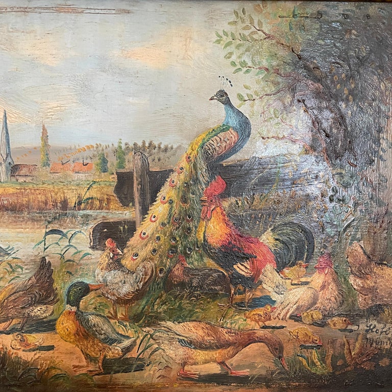 1950s German Oil Painting on Wood in an Old Gilded Frame by Josef ...