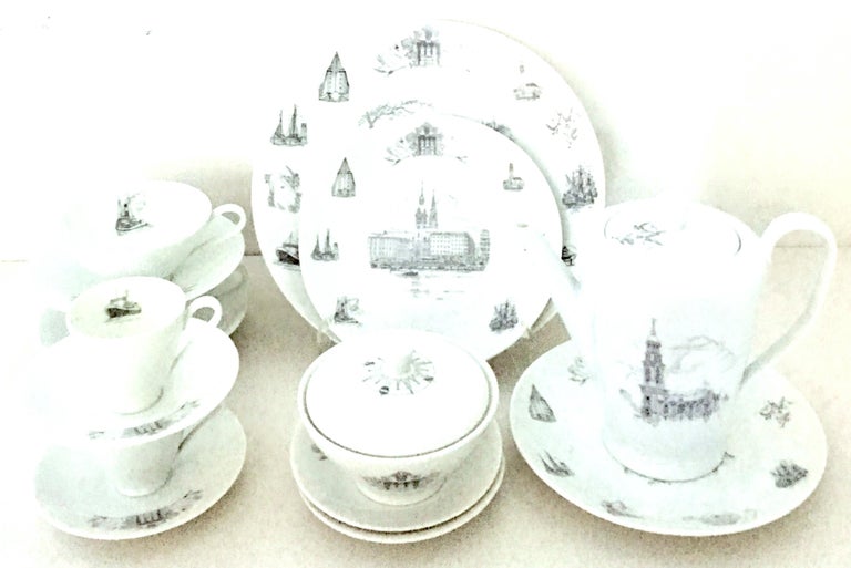 1950s German Porcelain "Rode and Zerrath" Dessert Set of 15 by ...