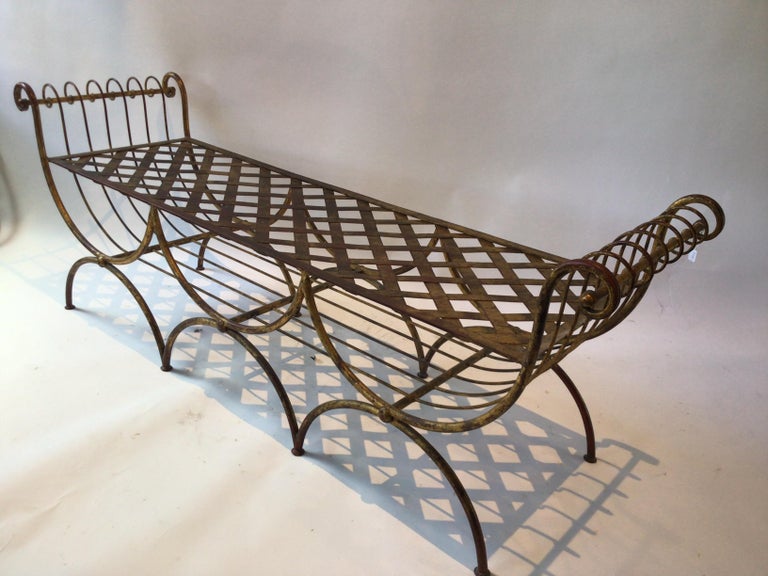 1950s Gilt Iron Italian Long Bench For Sale at 1stDibs
