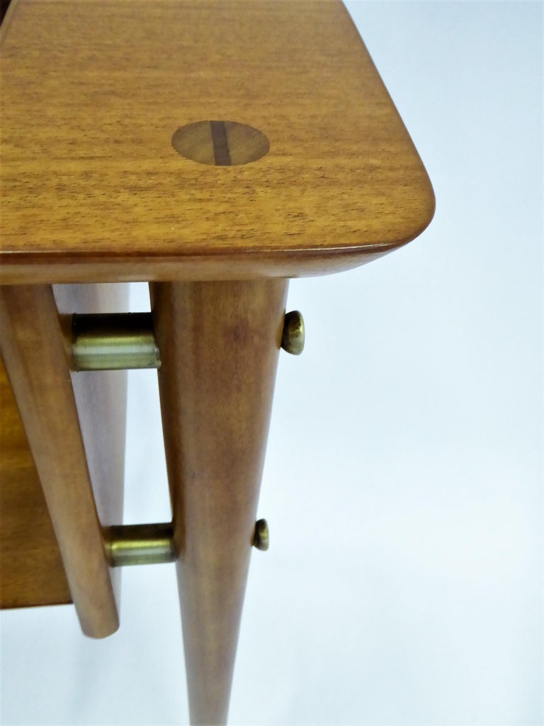 1950s Gio Ponti Style Petite Console Table with Shelf in Blond Mahogany ...