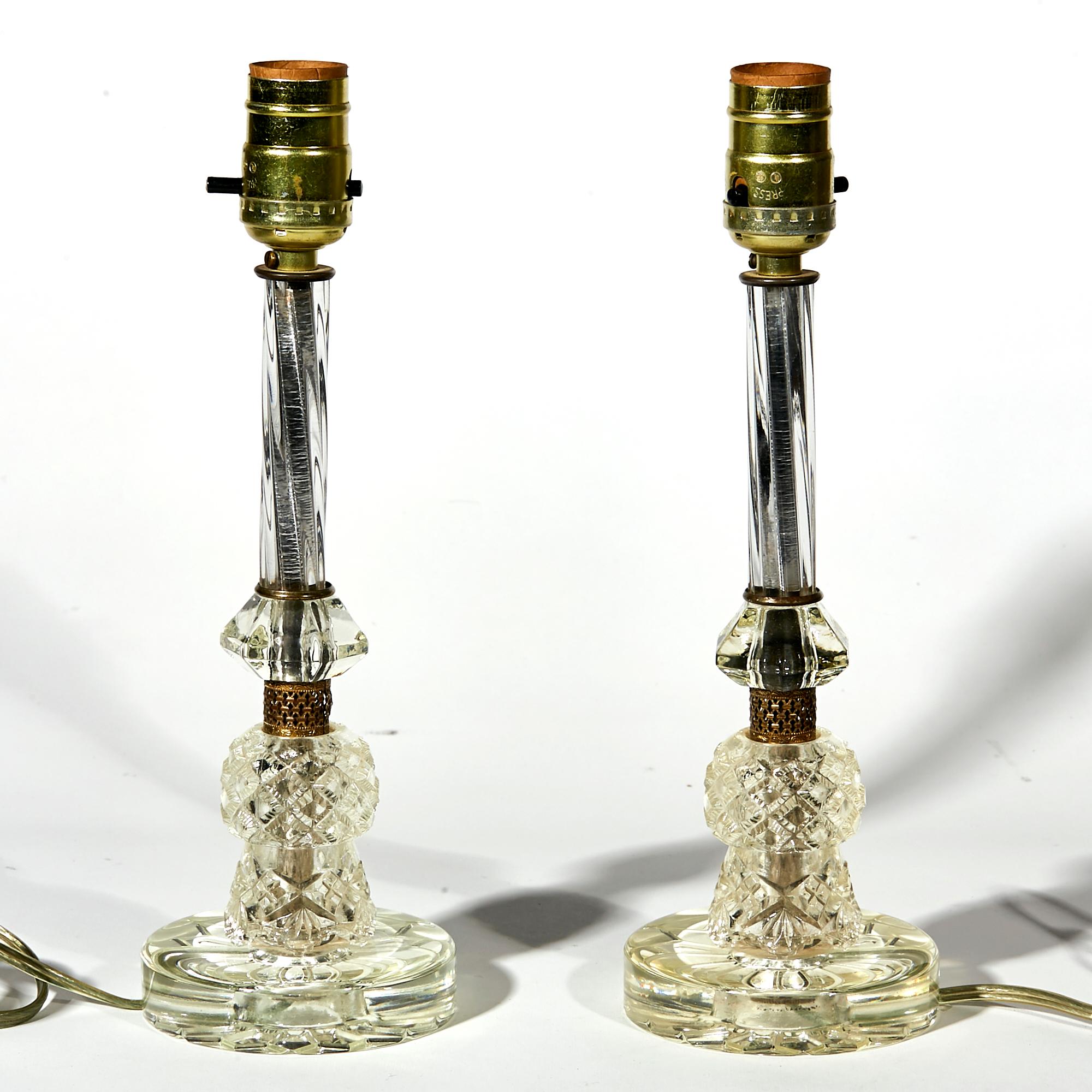 1950s Glass and Gilt Filigree Bedroom Lamps, Pair For Sale at 1stDibs