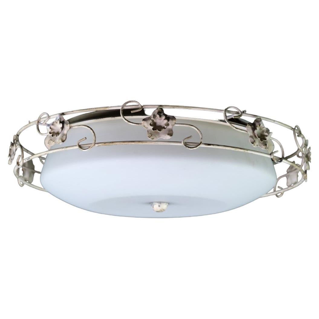 1950s Clear Glass Round Chrome Kitchen Flushmount Light For Sale at ...