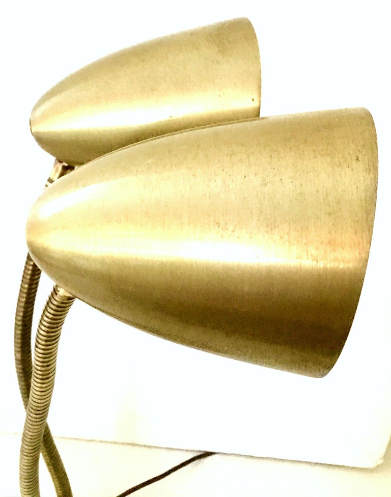 1950'S Gold Double Shade Goose Neck Table Lamp By Prescolite For Sale ...