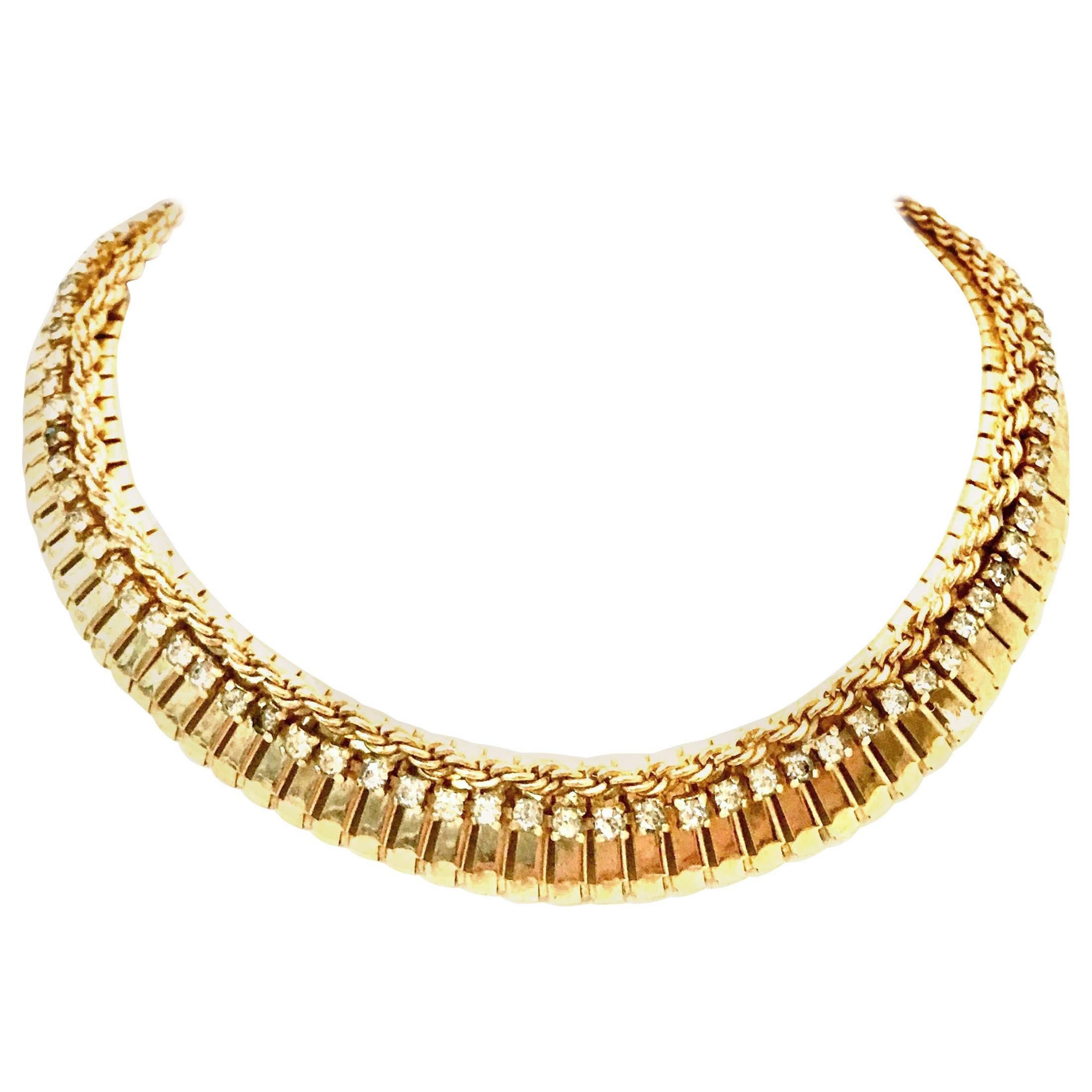 1950'S Gold and Swarovski Crystal Choker Link Necklace By, Jewels By ...