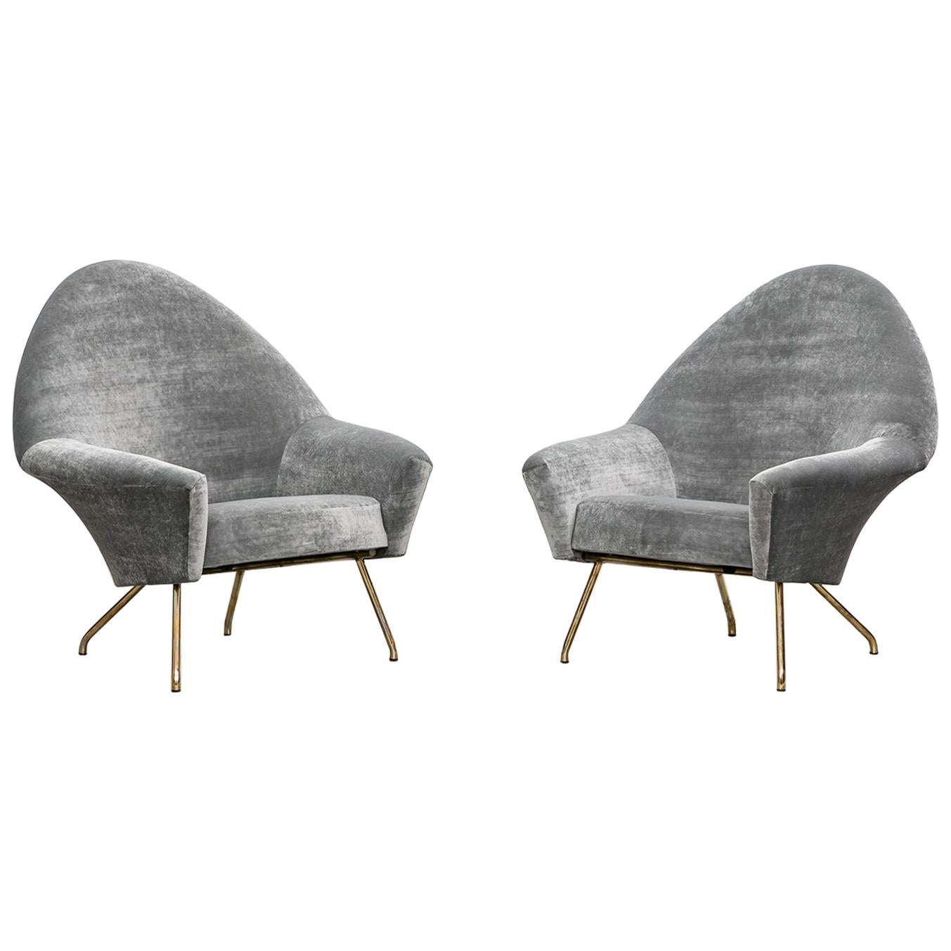 Pair of Joseph-André Motte Lounge Chairs by Steiner, 1950 at 1stDibs