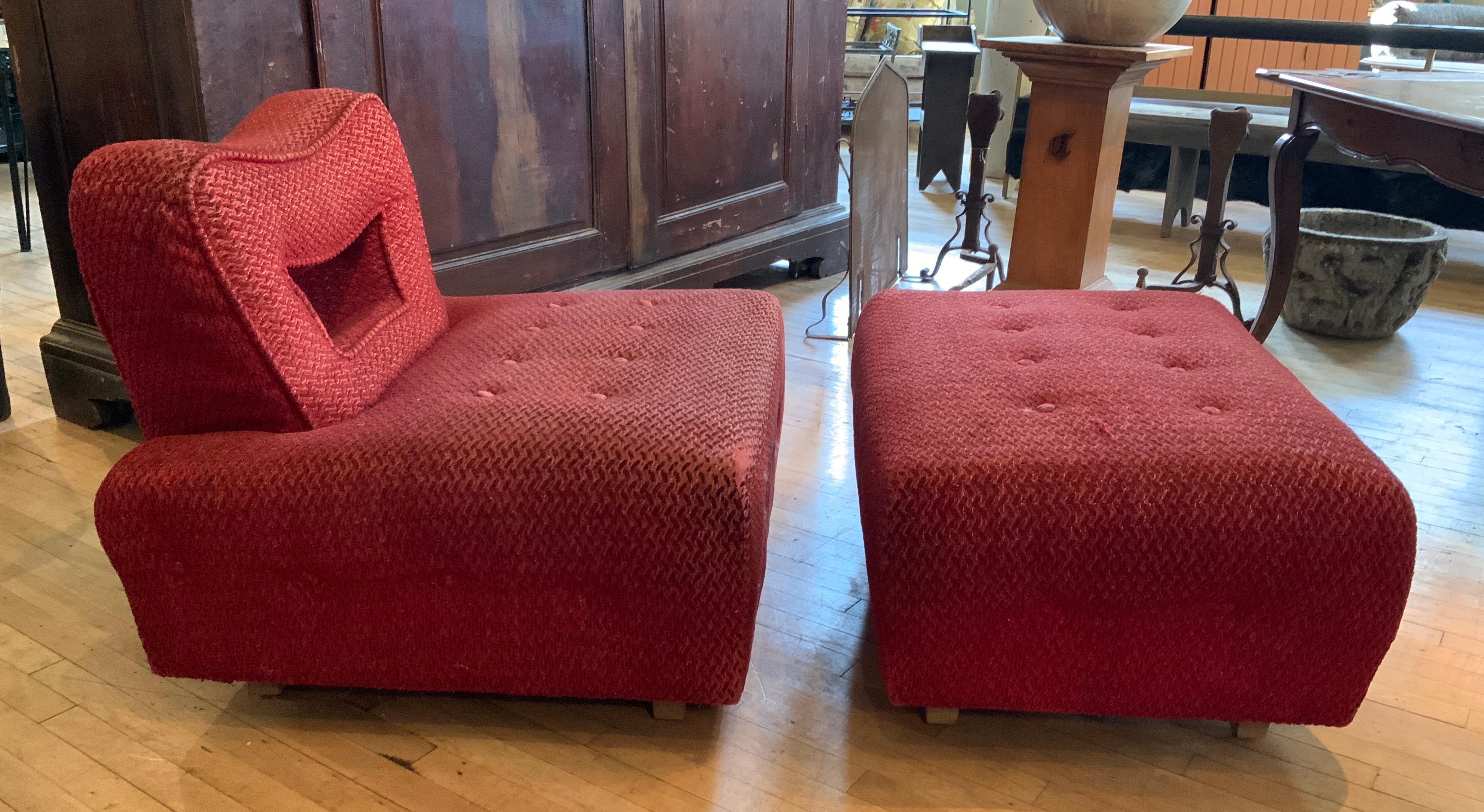 1950s Grosfeld House Lounge Chair and Ottoman For Sale at 1stDibs