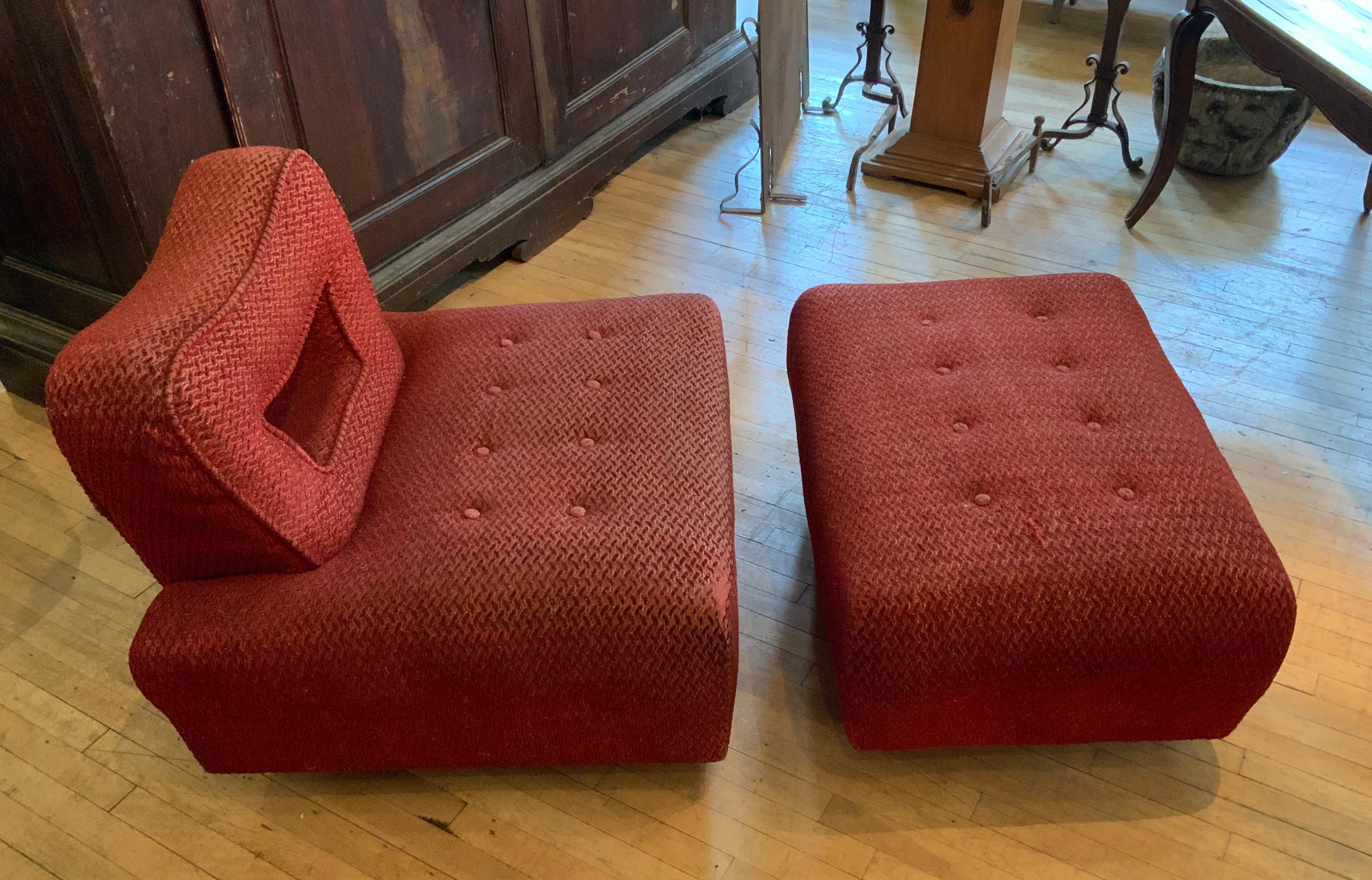 1950s Grosfeld House Lounge Chair and Ottoman For Sale at 1stDibs